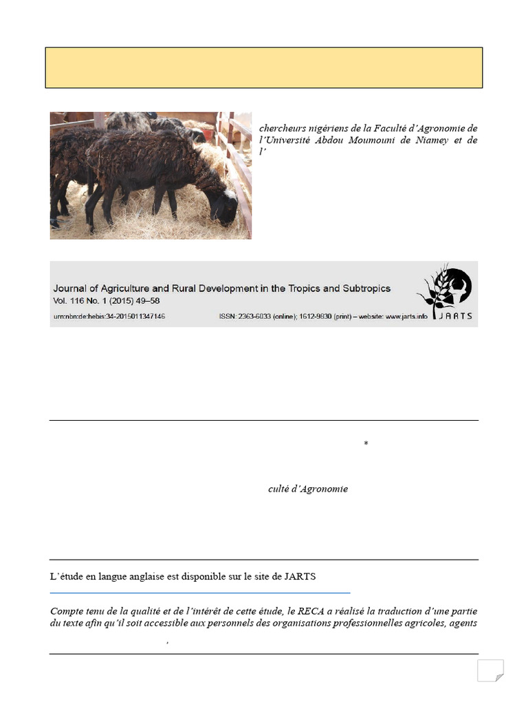 Caractérisation du mouton Koundoum au Niger | PDF | Mouton | Races