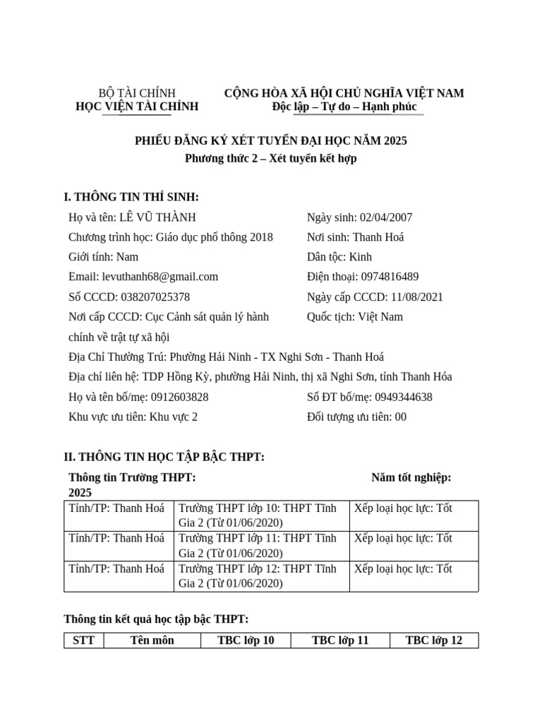 PhieuDangKy HVTC Kêt Hop | PDF