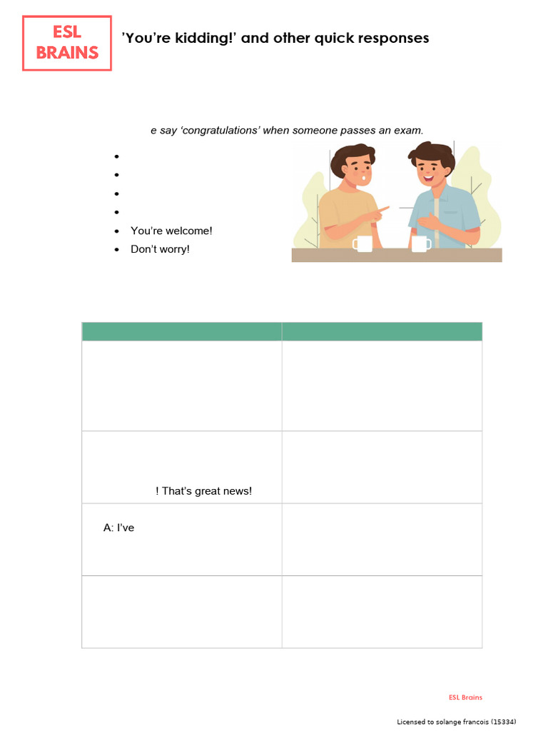 6th Junior Class 2 ESL Brain Sts | PDF