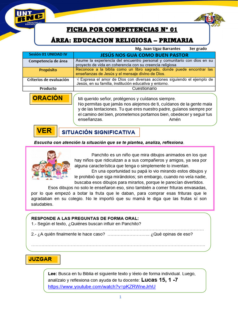 3ro s01 Uni IV - Jes-S Nos Guia Como Buen Pastor | PDF | Amor | Perdón
