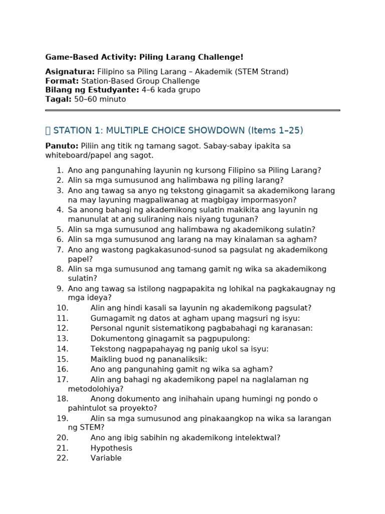 Piling Larang Game Stations | PDF