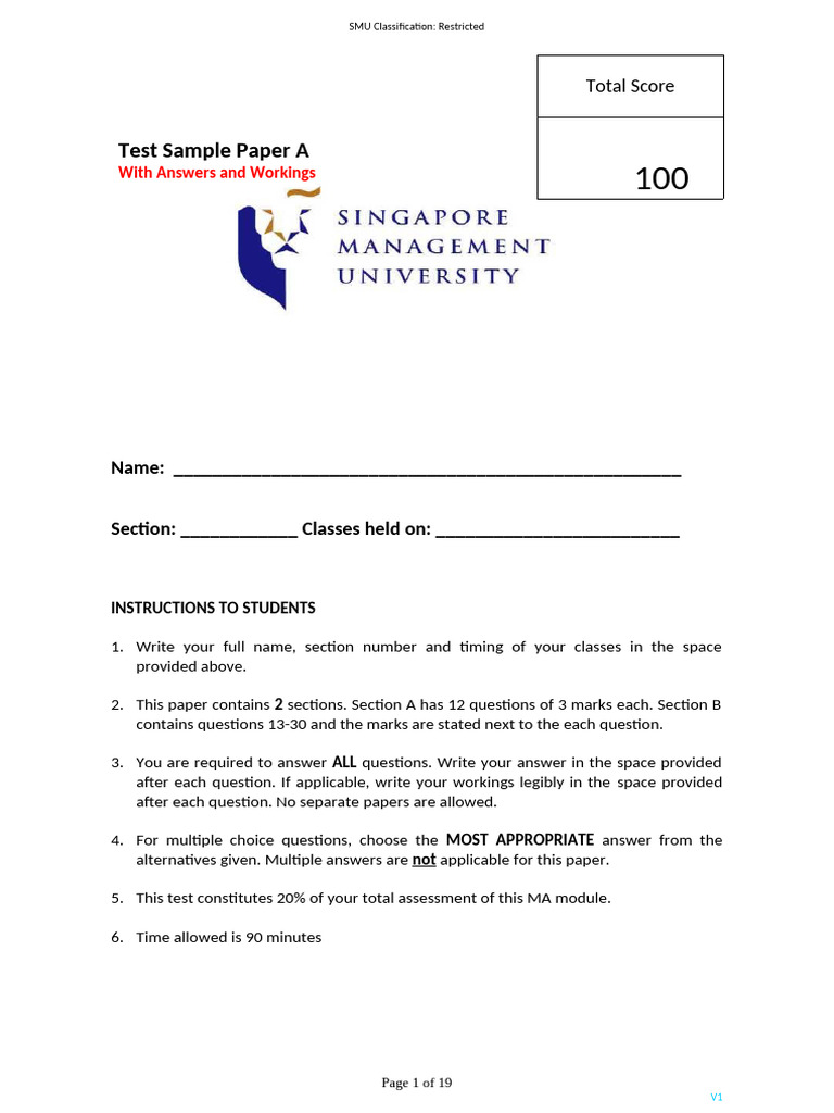 Test Sample Paper A With Ans 2023-24-S1 | PDF | Cost Of Goods Sold ...