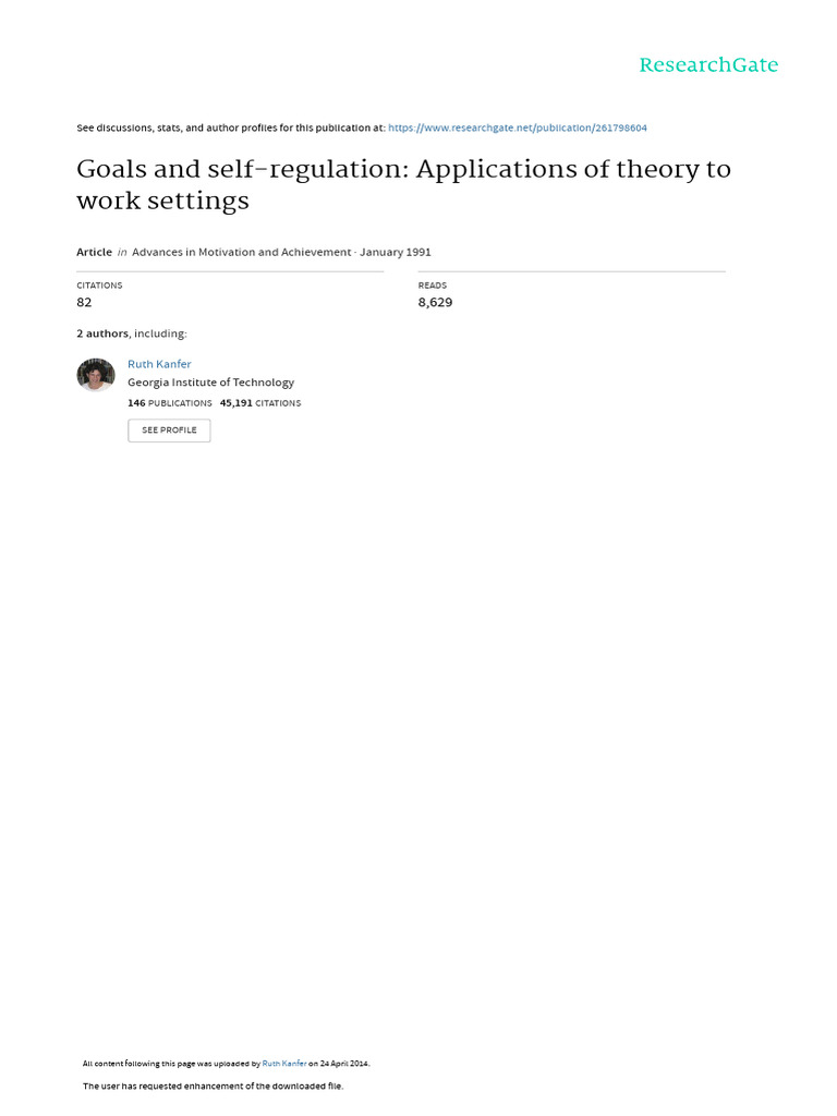 Goals and Self-Regulation | PDF