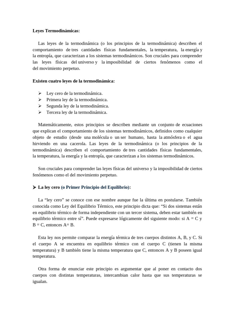 Version Completa - Las Leyes de La Termodinámica | PDF | Termodinámica | Calor