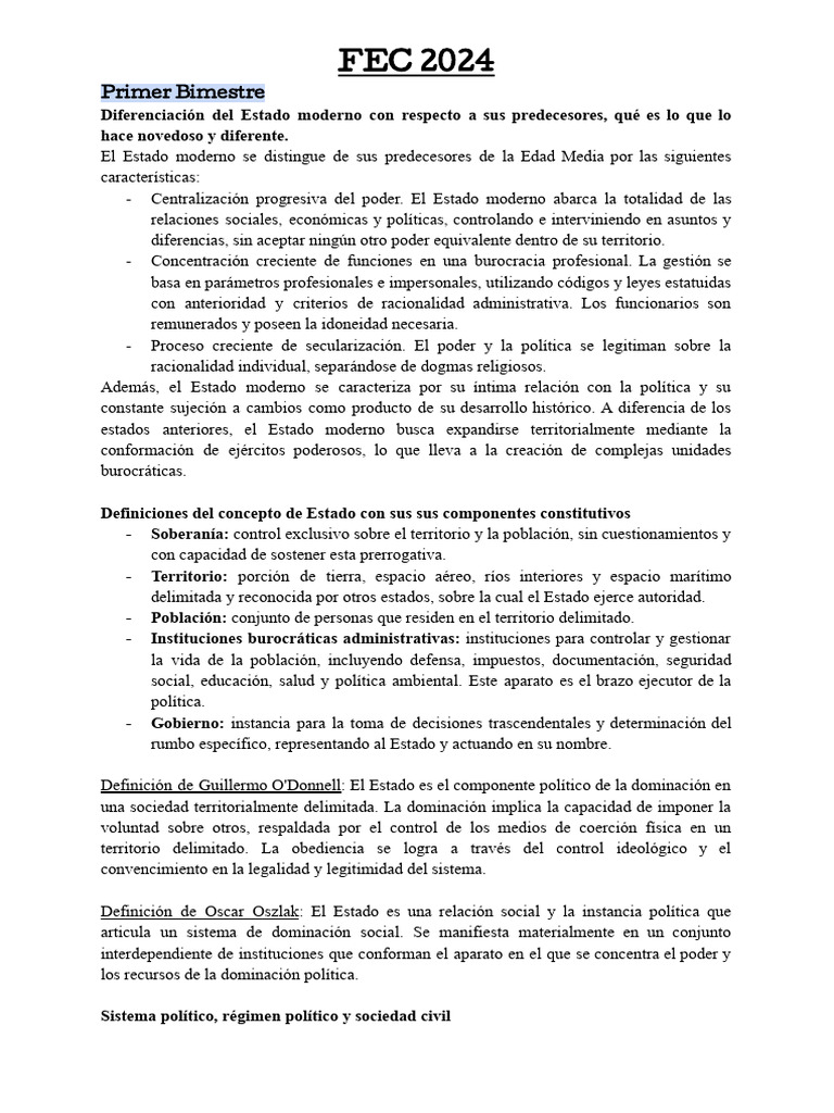 Fec 2024 | PDF | Estado (política) | Karl Marx