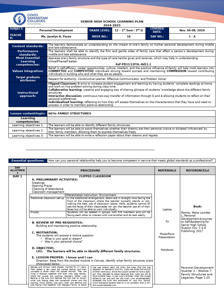 PerDev't MET6FamilyStructure WK14 | PDF | Family | Learning