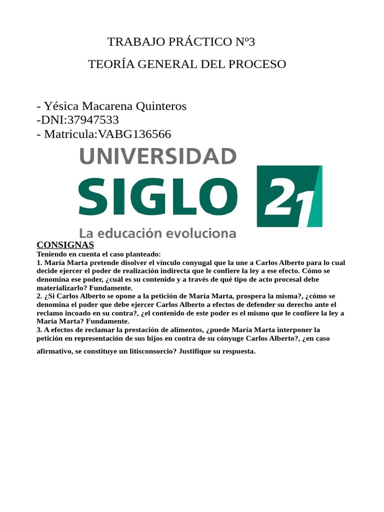 TP 3 Teoria Gral 2025 | PDF | Ley procesal | Demanda judicial