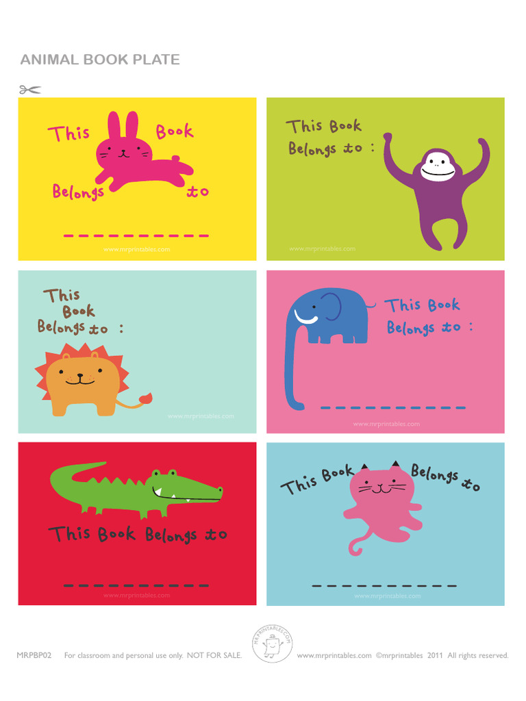 Mrprintables Animal Bookplates A4 | PDF