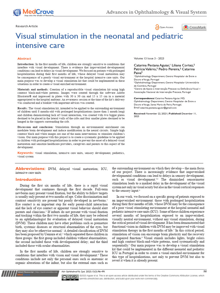 Visual Stimulation in The Neonatal and Pediatric Intensive Care | PDF ...