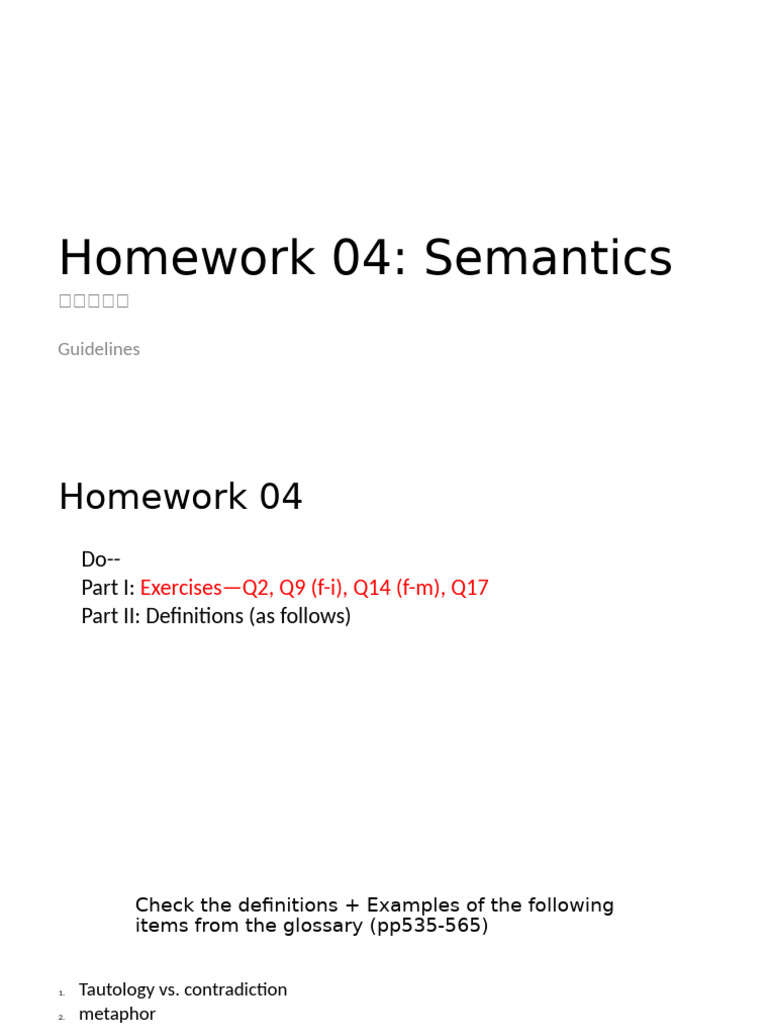 Homework 04 Semantics Guidelines RV | PDF