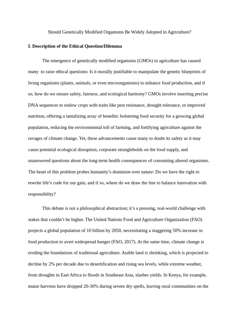 Ethical Debate on GMO Adoption in Agriculture | PDF | Agriculture ...