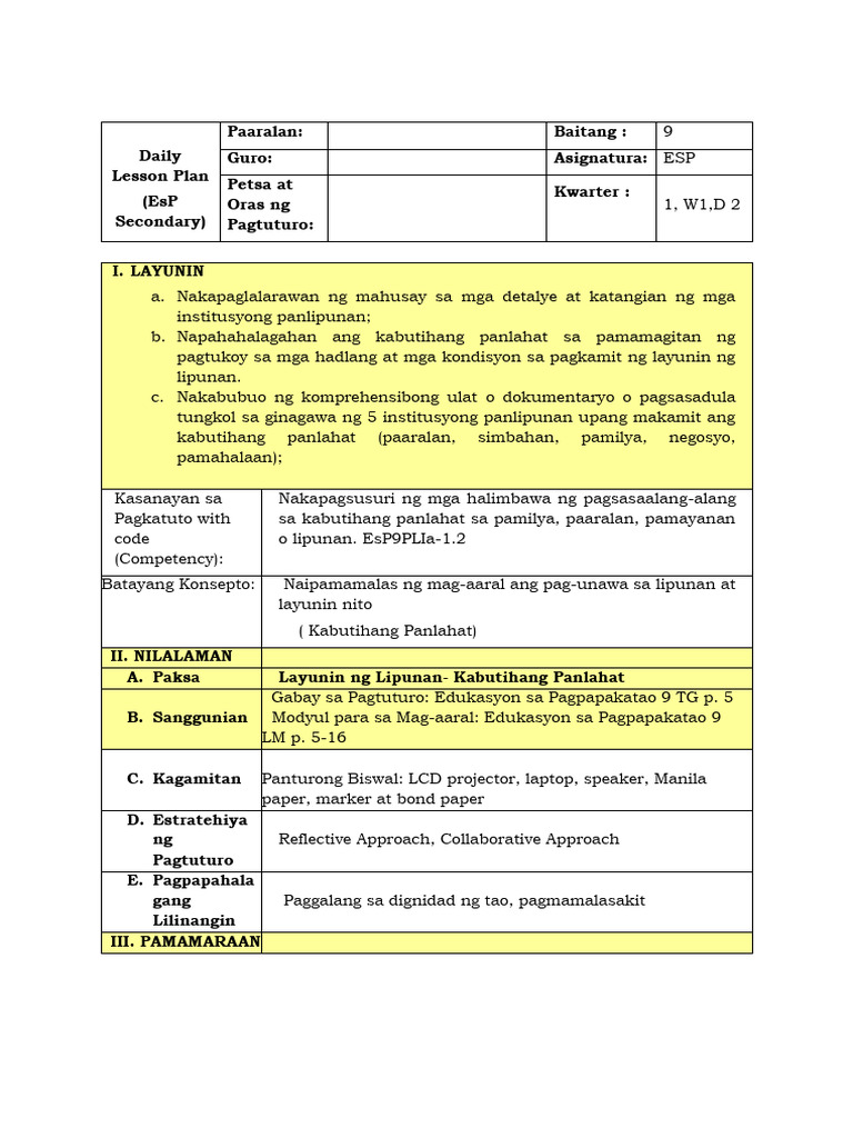 EsP 9 Q1 WK1 D2 | PDF