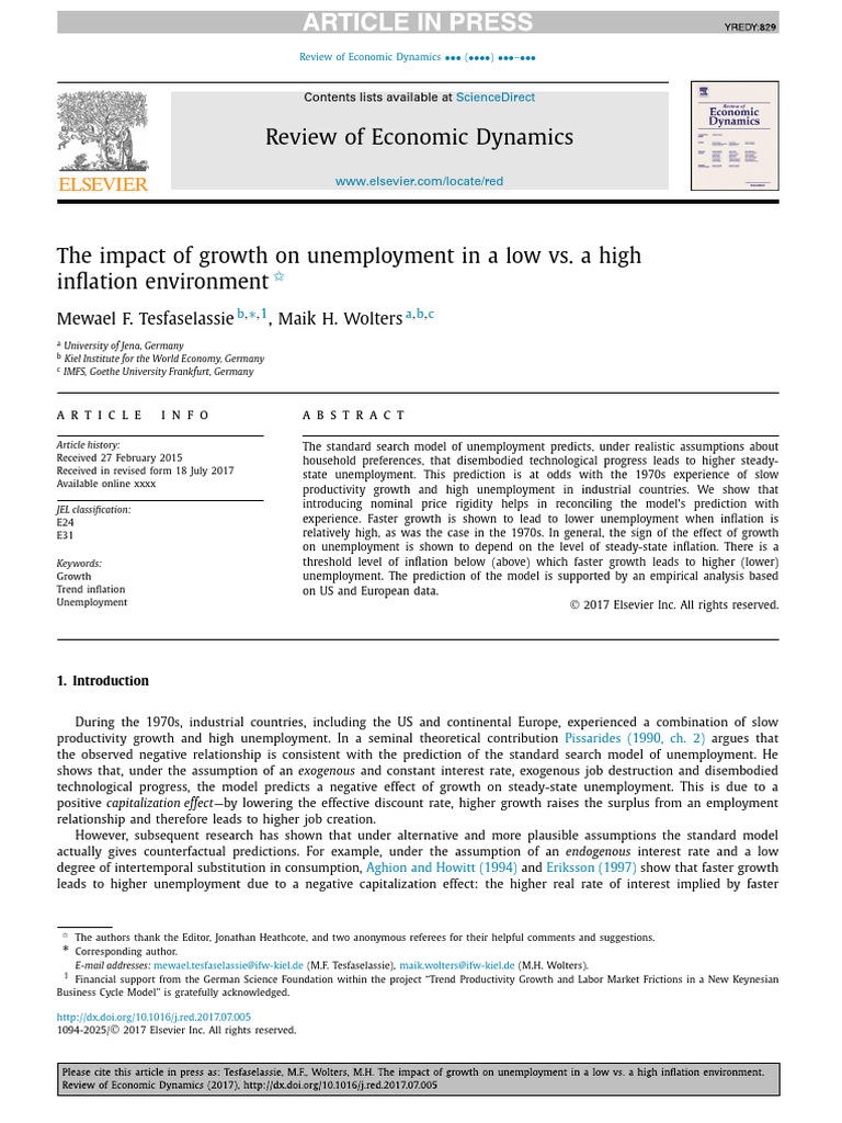 The Impact of Growth On Unemployment | PDF | Inflation | Unemployment