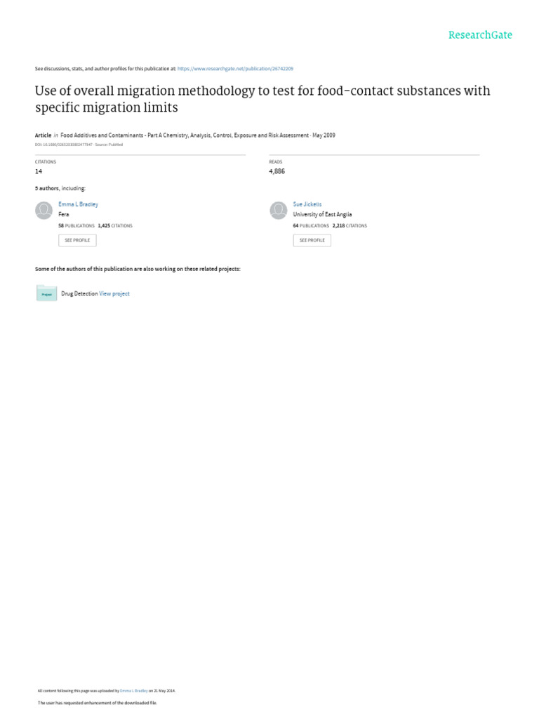 Use of Overall Migration Methodology To Test For F | PDF | Plastic ...