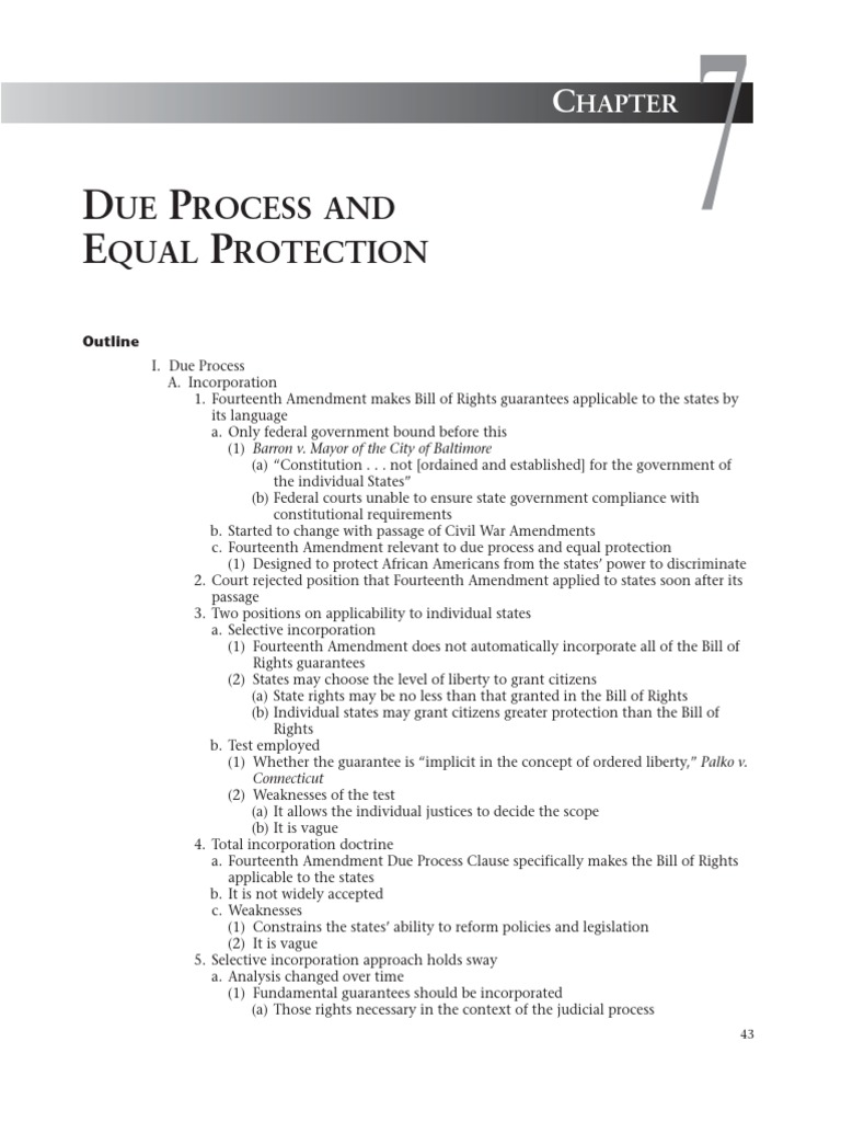Due Process and Equal Protection | PDF | Fourteenth Amendment To The ...