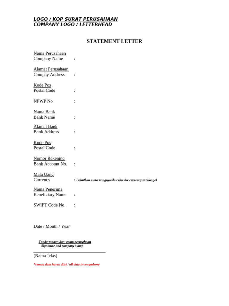 Statement Letter Pdf