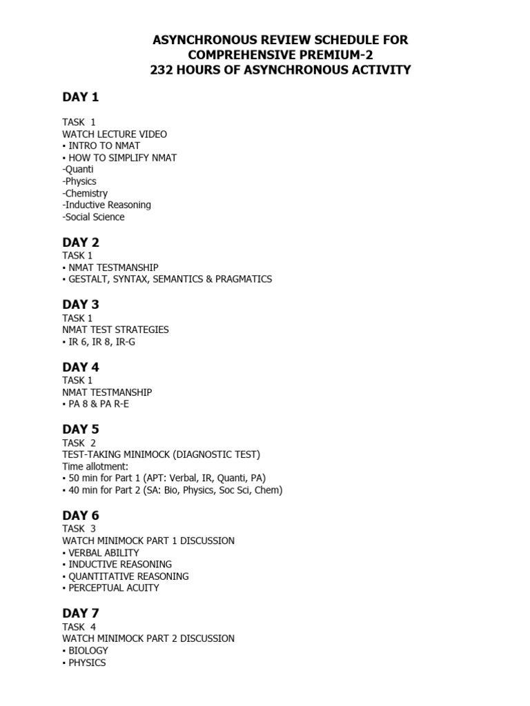 Cp2 Asynchronous Review Schedule | PDF | Biology | Cognitive Science