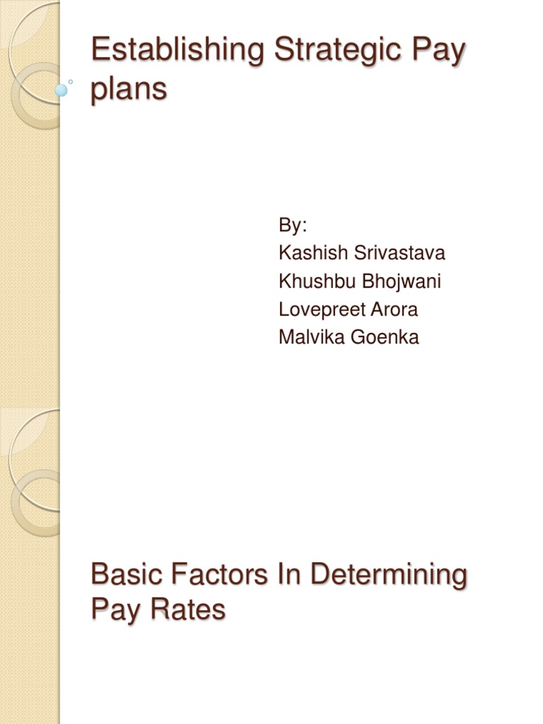 Establishing Strategic Pay Plans: By: Kashish Srivastava Khushbu ...