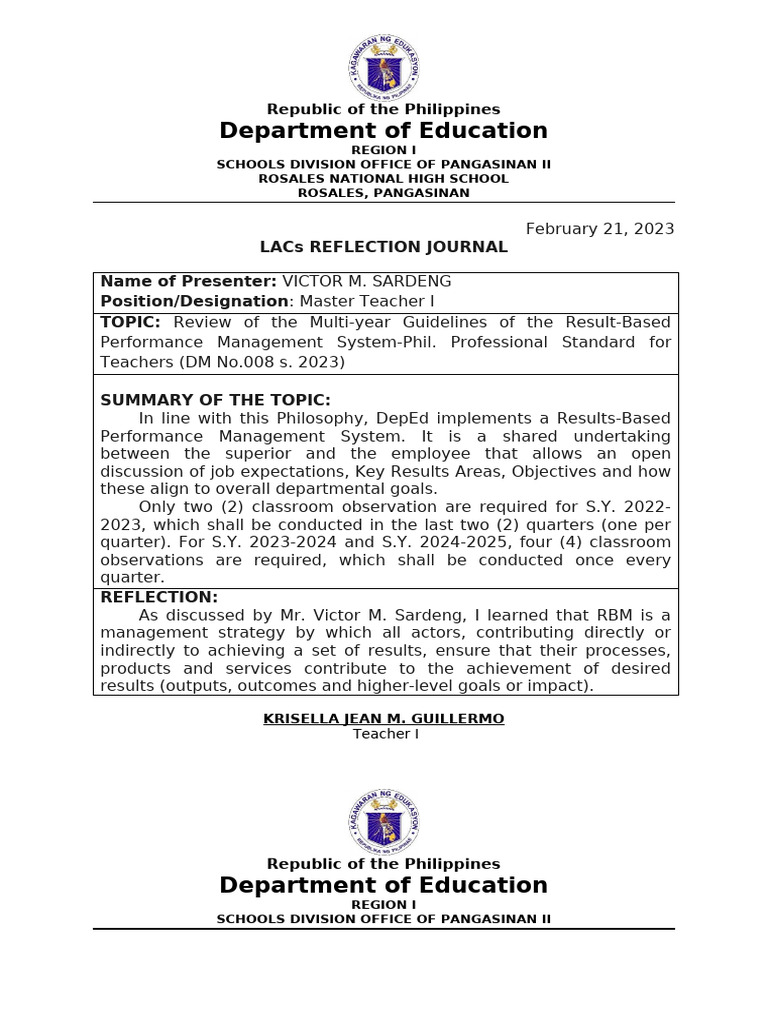 FGD Journal Reflection 1 | PDF | Teachers | Behavior Modification