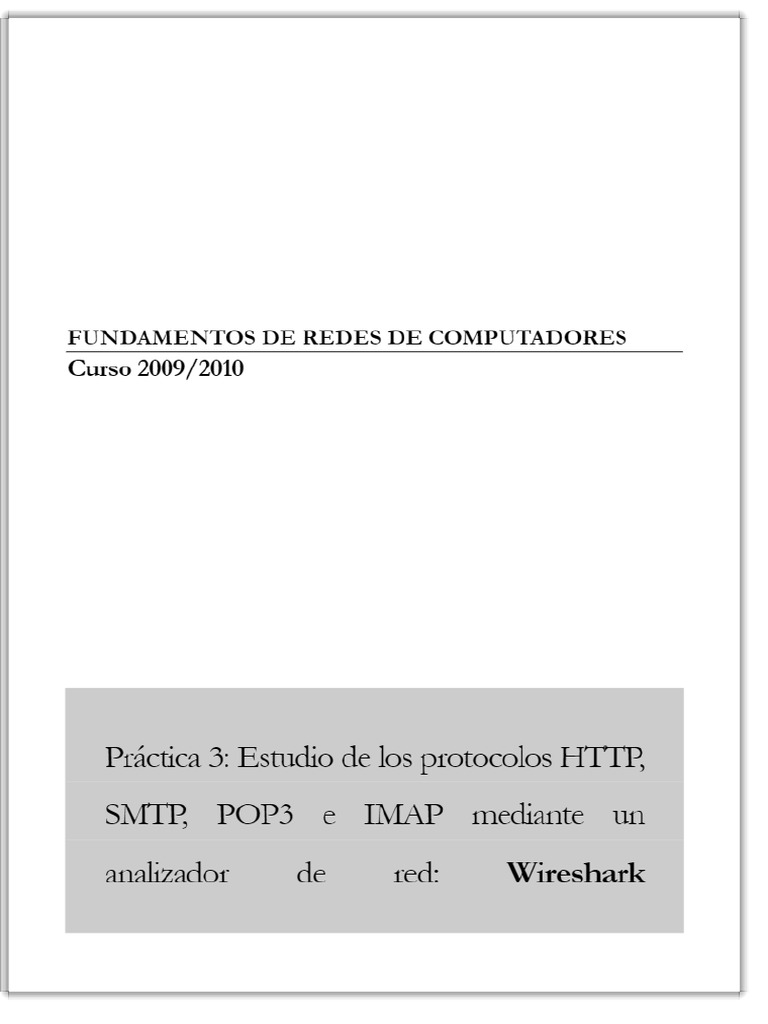 Protocolos HTTP, SMTP, POP3 e IMAP Mediante Un Analizador de Red - Wireshark - PDF | PDF