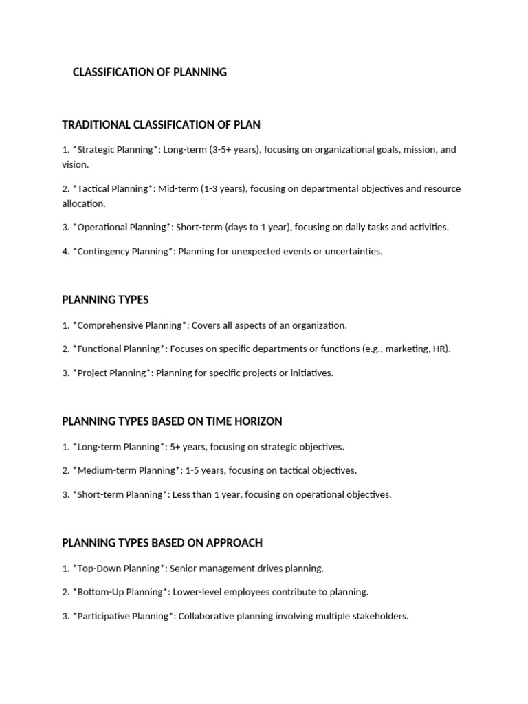 Classification of Planning Types | PDF