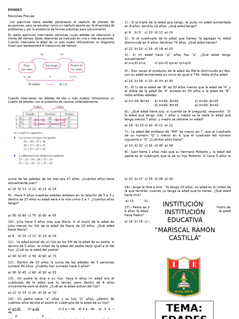 Quinto Tema-Academia-Planteo de Ecuaciones | PDF