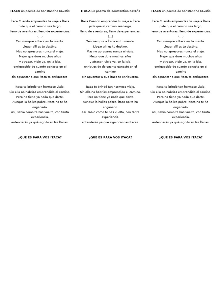 E3 - ITACA Un Poema de Konstantino Kavafis | PDF