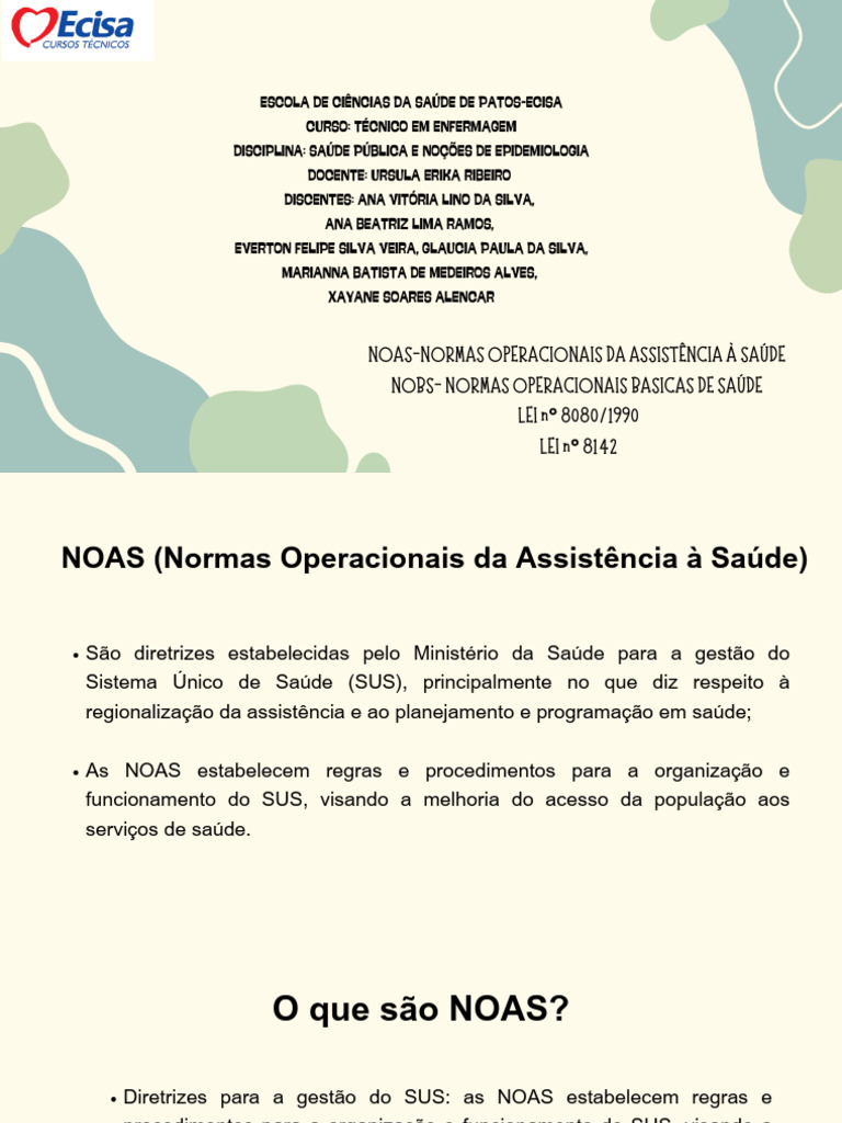 Diretrizes NOAS para o SUS | PDF