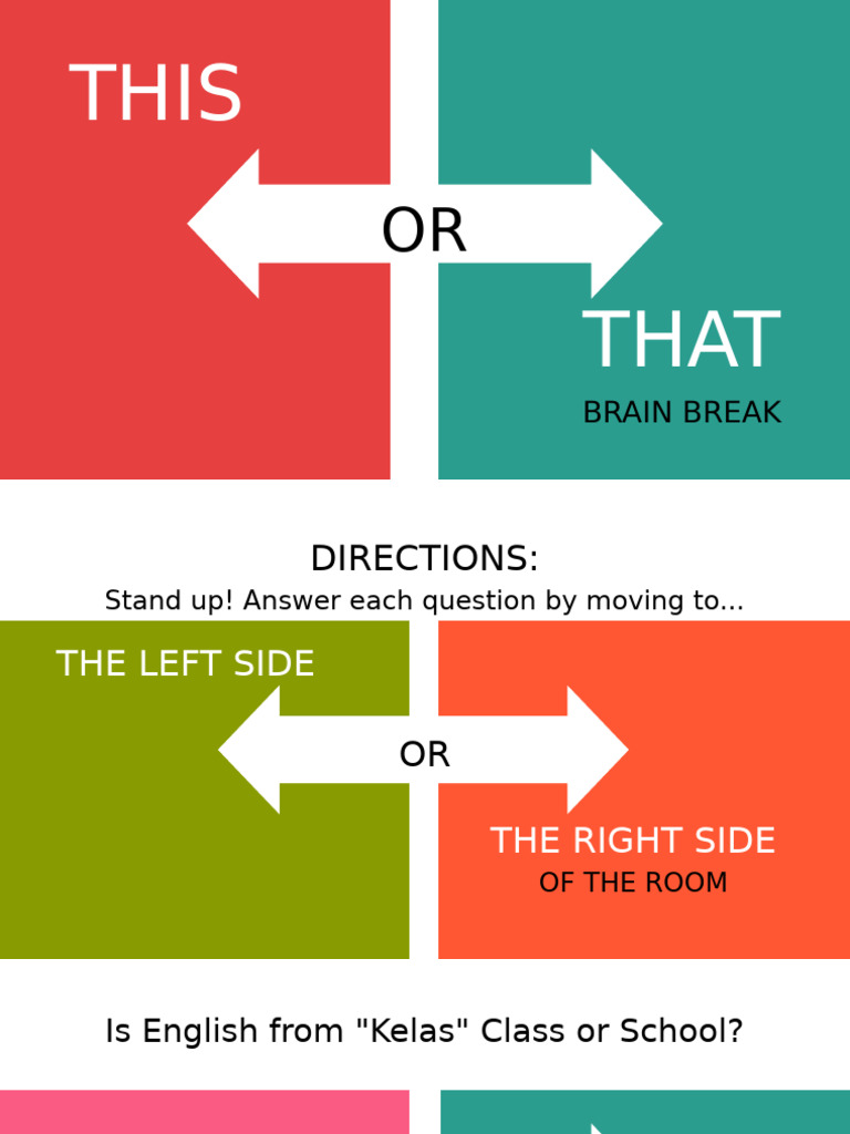 This or That Brain Breaks Presentation in Colorful Bold Style | PDF