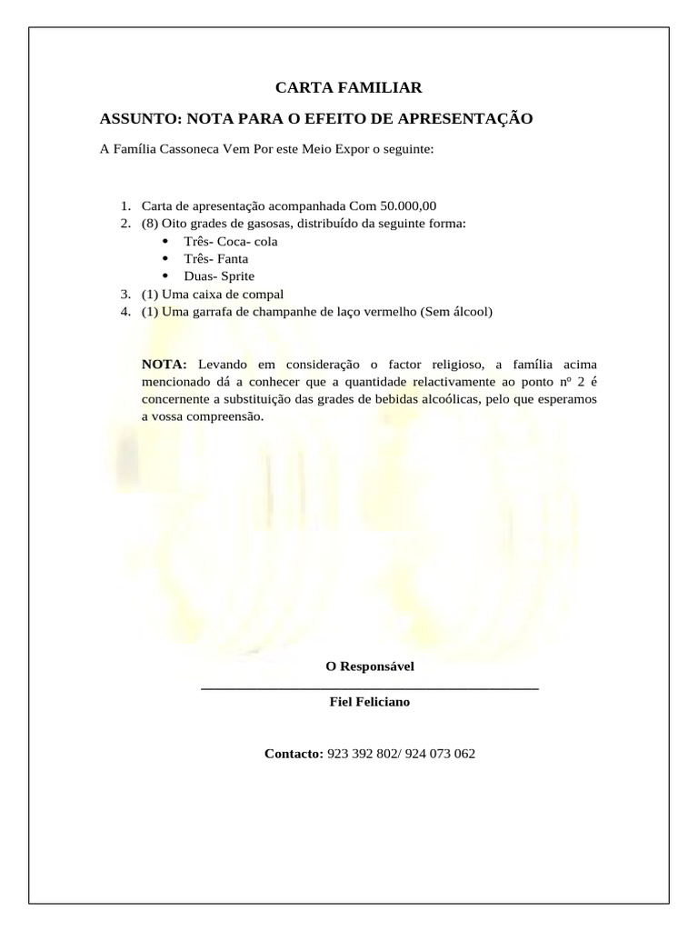 Carta Familiar | PDF