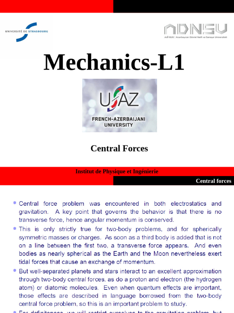Central Forces in Two-Body Problems | PDF | Force | Physical Sciences