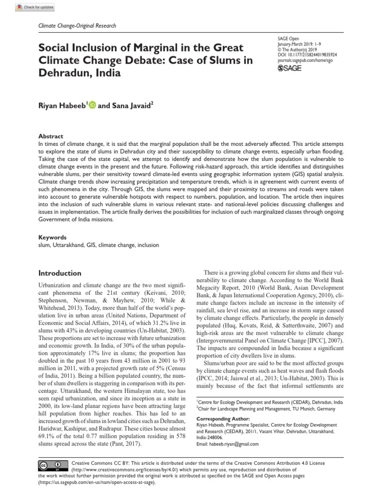 Vulnerability of Dehradun Slums to Climate Change | PDF | Slum ...