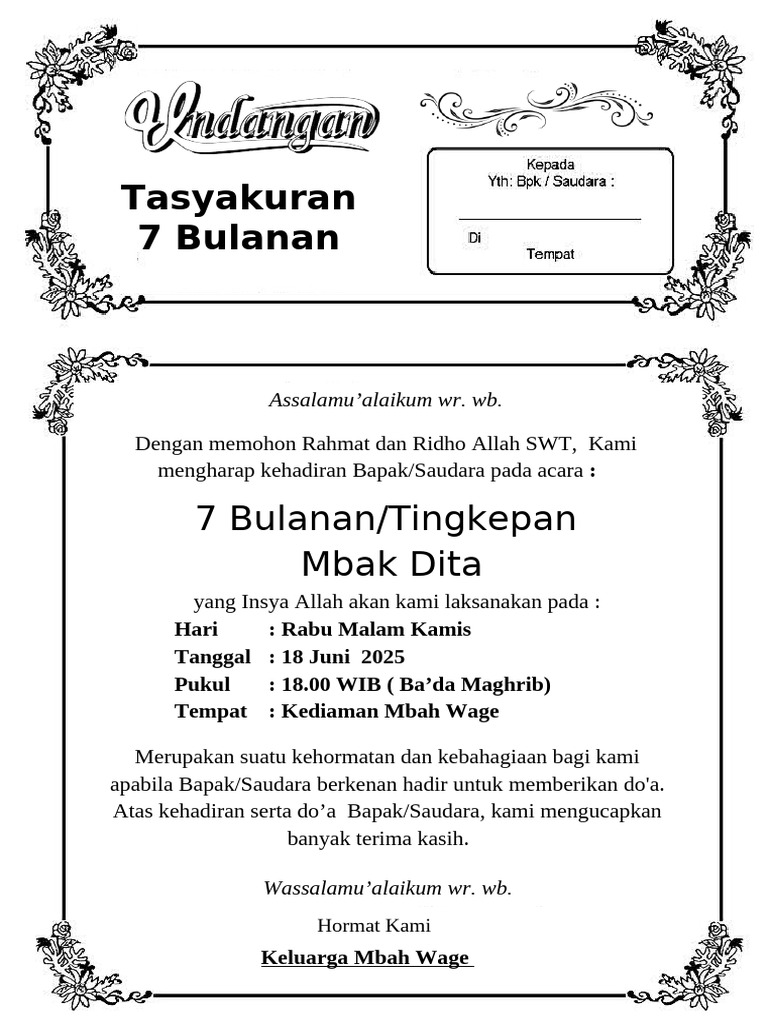 Undangan 7 bulanan | PDF