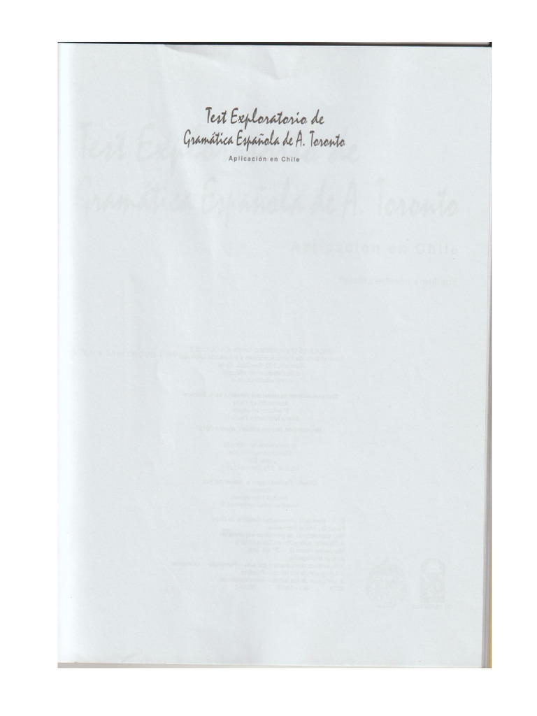 Test Exploratorio de Gramatica Española de A. Toronto | PDF