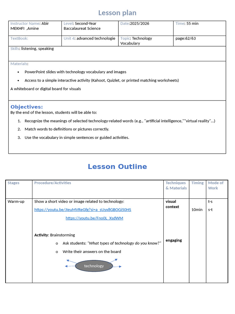 Technology Vocabulary Lesson Plan | PDF | Artificial Intelligence ...