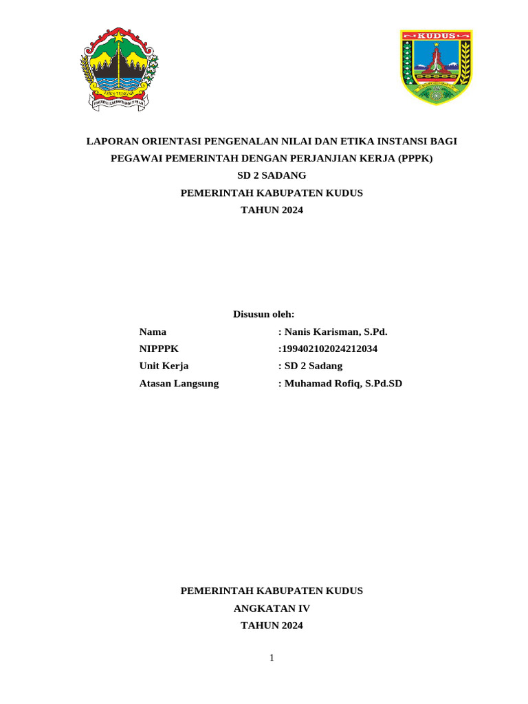 Panduan Laporan Orientasi P3K - 2024 | PDF