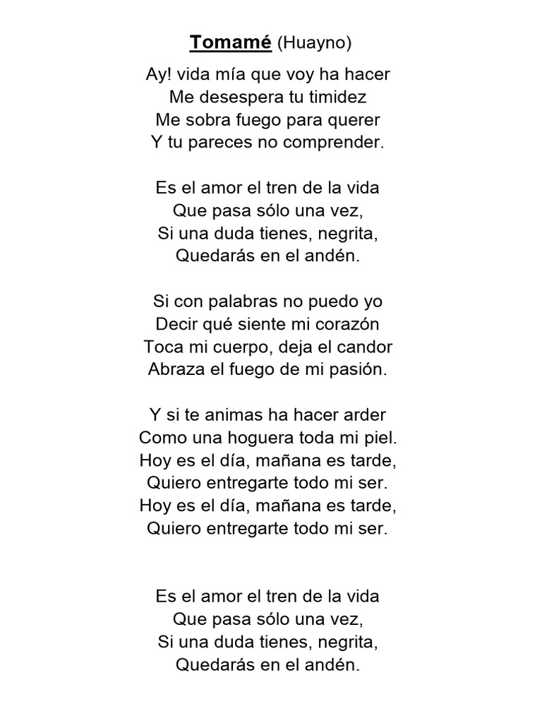 Tómame - Letra | PDF