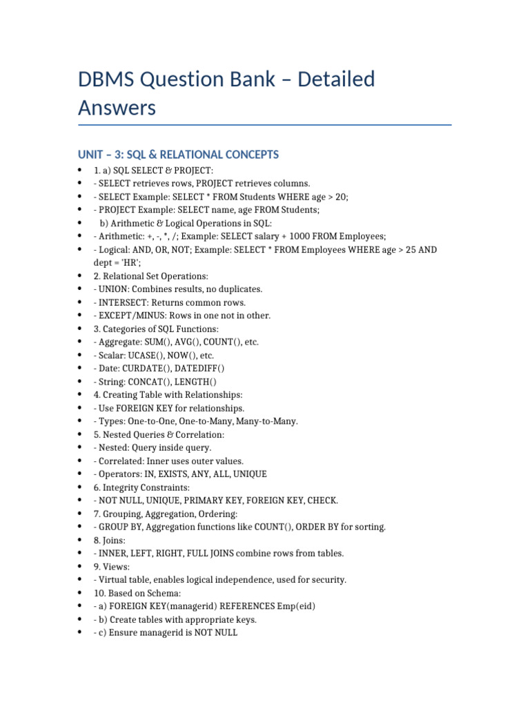 DBMS Question Bank Answers | PDF | Information Retrieval | Computer Data