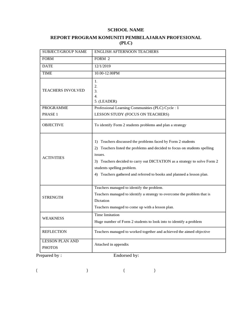 PLC Phase 1 Lesson Study | PDF