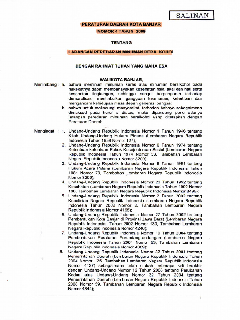 Perda No 4 Tahun 2009 | PDF