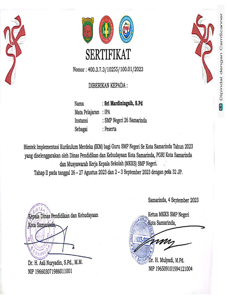 Sertifikat IKM 1 | PDF