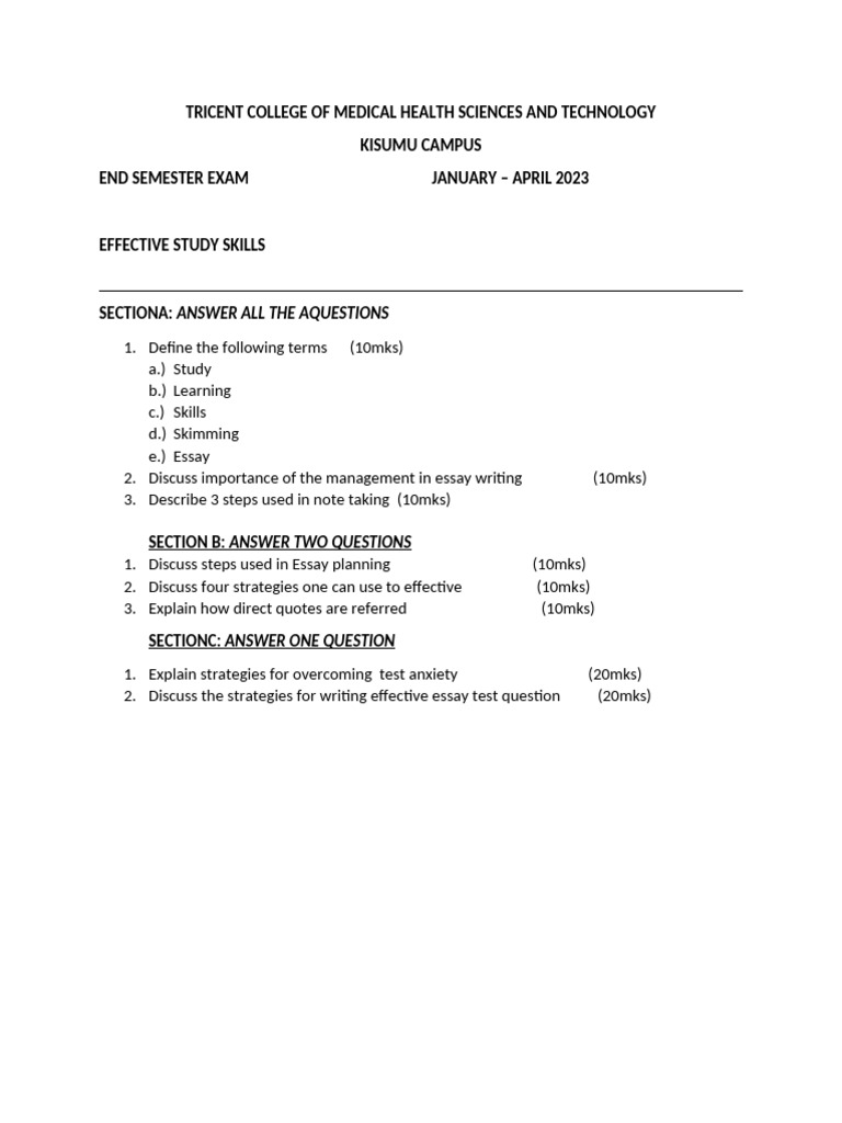 Effective Study Skills | PDF