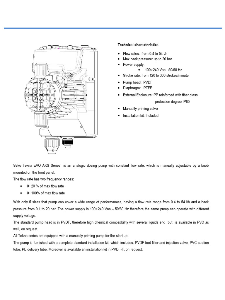 Data Sheet - Dosing Pump Information | PDF | Pump | Valve
