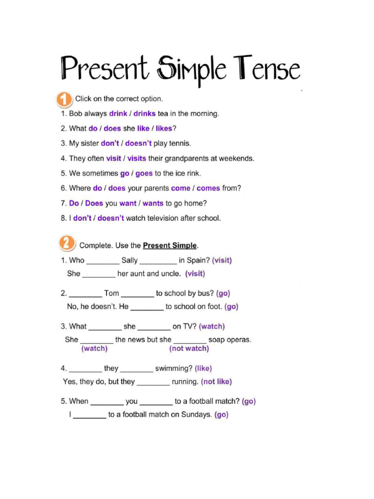 Ejercicios Simple Present | PDF