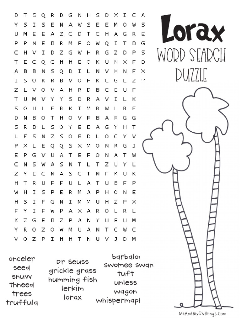 Lorax Word Search Puzzle | PDF