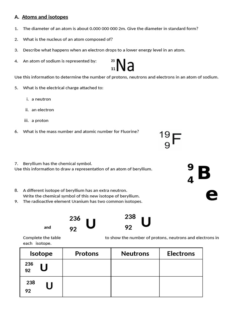 GCSE Physics: Atomic Structure Questions | PDF | Radioactive Decay | Atoms
