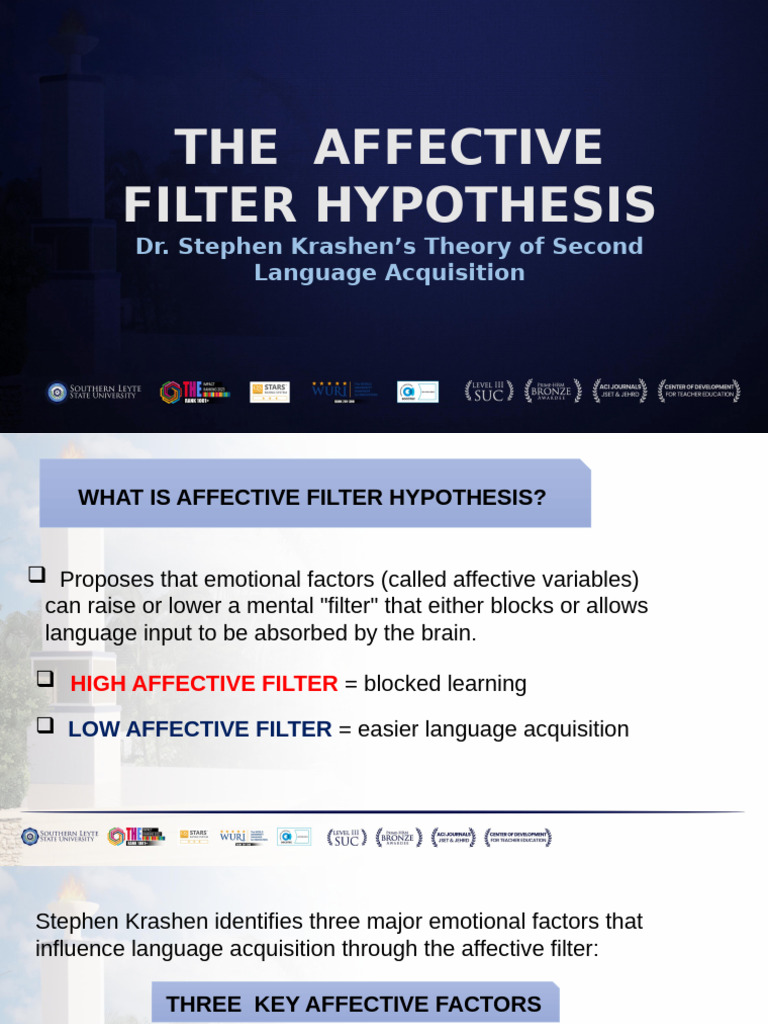 Affective Filter Hypothesis | PDF | Affect (Psychology) | Behavior ...