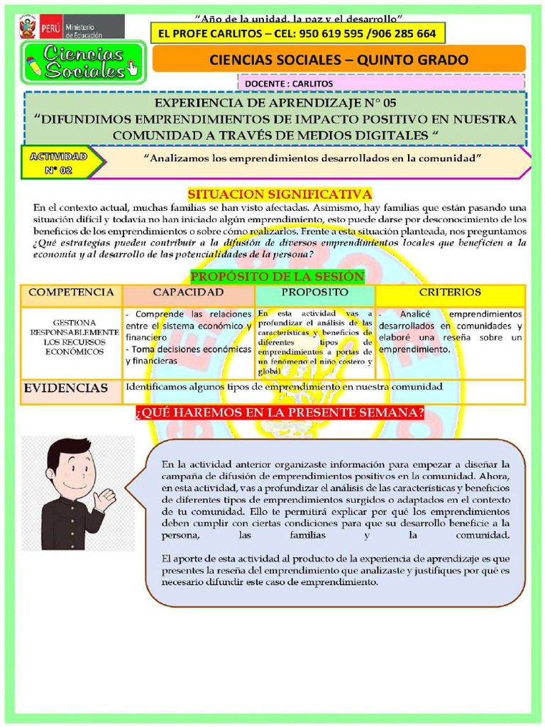 Experiencia de Aprendizaje #05 - Actividad #02 - 5to Grado - Ciencias Sociales - 00001 | PDF