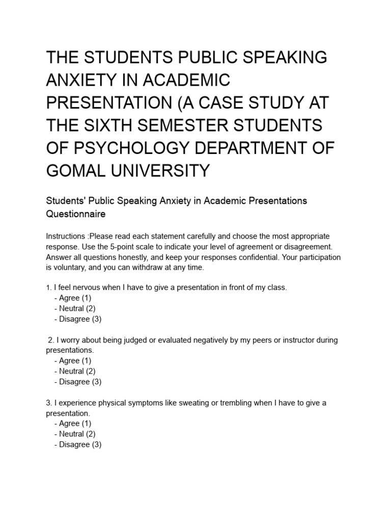 THE STUDENTS PUBLIC SPEAKING ANXIETY IN ACADEMIC PRESENTATION (A CASE ...