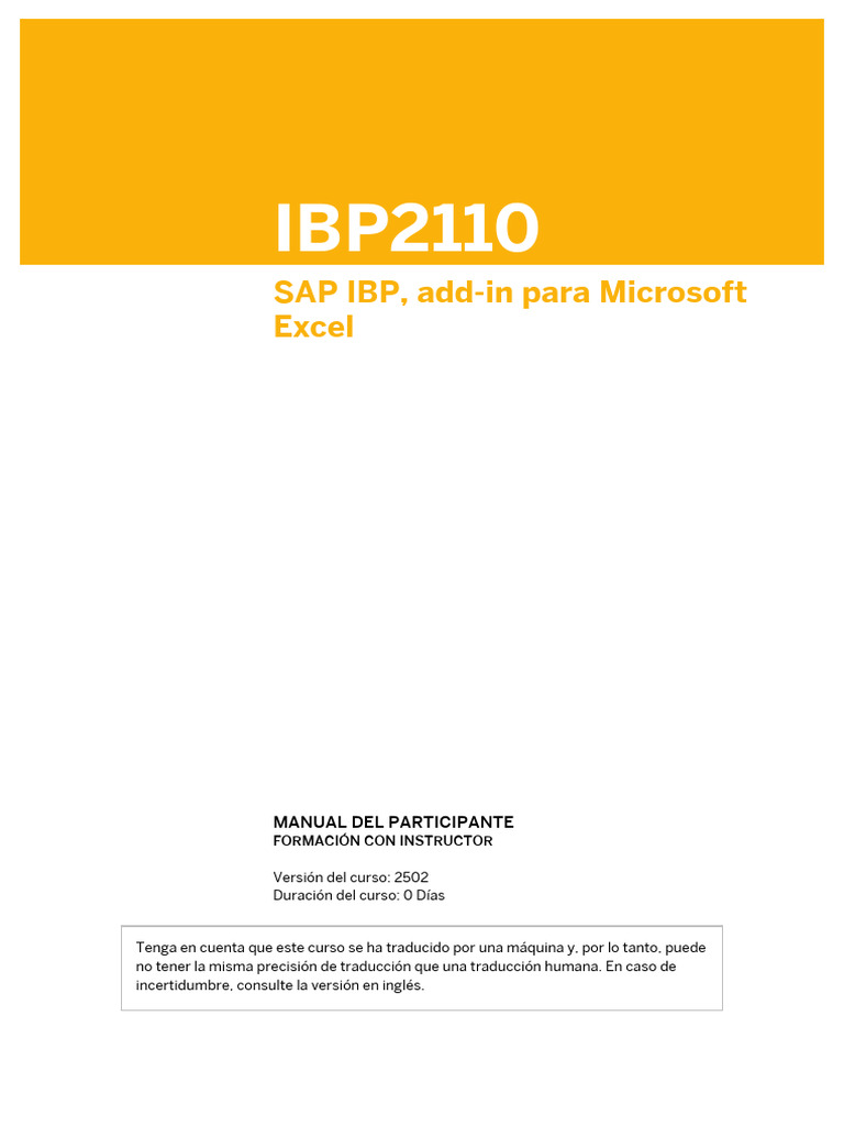 Curso SAP IBP: Add-in Excel Guía | PDF | Microsoft | Microsoft Excel